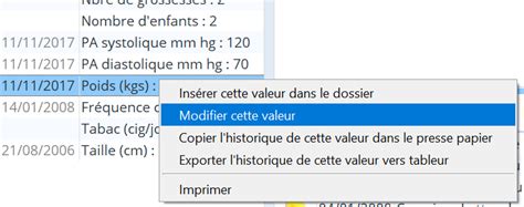 Manuel Utilisateur AlmaPro17 3 Visualiser des valeurs antérieures et modifier la date d une valeur