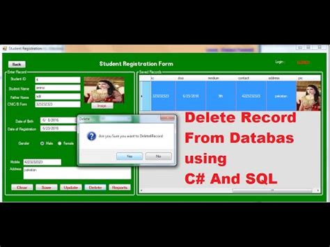 Delete Record From Database C And SQL YouTube