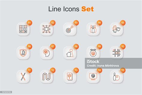 세트 라인 볼링 핀과 공 게임 주사위 마작 조각 보드 게임 크로스 당구 큐 박하 사탕 발가락 및 보드 아이콘을위한 칩 벡터 가능성에 대한 스톡 벡터 아트 및 기타 이미지