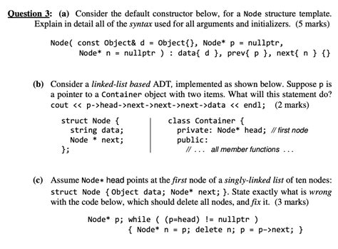 Solved Question A Consider The Default Constructor Chegg Com