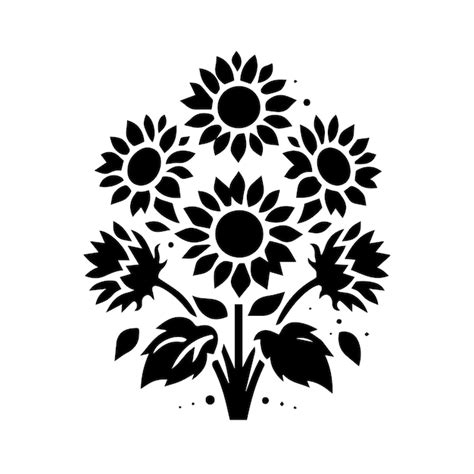 Premium Vector Sunflower With Silhouette Style And Stencil Design