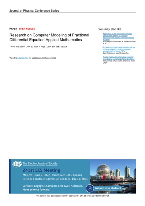 Pdf Research On Computer Modeling Of Fractional Differential Equation Applied Mathematics