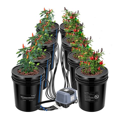 5 Gallon Dwc Hydroponic System Kit 8 Bucket Black