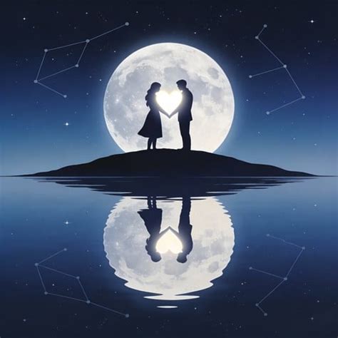 Free Moonlit Love Reflection Image Silhouette Couple Romance