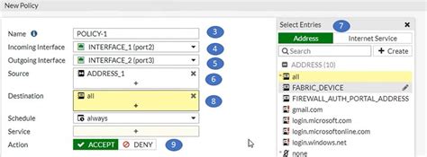 fortigate firewall policy rules types and configuration network interview