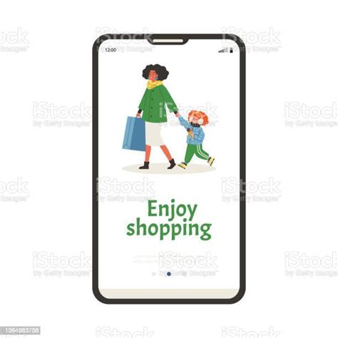 패밀리 쇼핑 모바일 앱 페이지 온보드 화면 템플릿 평면 벡터 일러스트레이션 가족에 대한 스톡 벡터 아트 및 기타 이미지 가족 소매 소비자주의 쇼핑 Istock