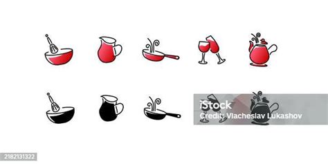 주방 용품 아이콘 세트입니다 다양한 스타일 믹서 디켄터 프라이팬 유리잔 주전자 세트 주방 용품 아이콘 벡터 아이콘 검은색에 대한 스톡 벡터 아트 및 기타 이미지 Istock