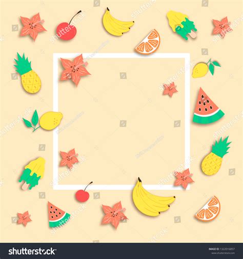 Cute Hello Summer Fruit Border Flowers Stock Vector Royalty Free 1322016857 Shutterstock