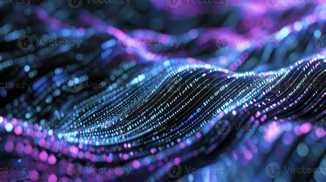 Ai Generated Binary Code Digit Abstract Background Wavy Lines Azure