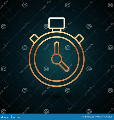 Gold Line Stopwatch Icon Isolated On Dark Blue Background Time Timer Sign Chronometer Sign