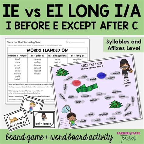 I Before E Except After C Ie Vowel Team Ei Long A Words Their Way