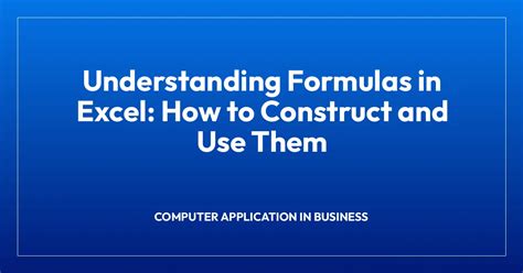 Understanding Formulas In Excel How To Construct And Use Them Gender