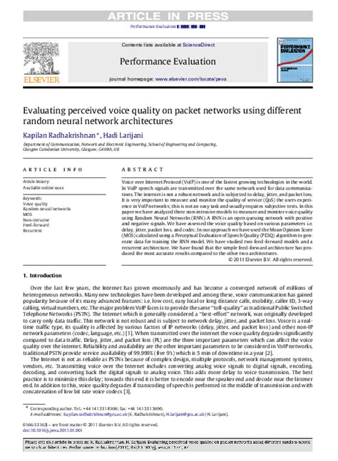Pdf Evaluating Perceived Voice Quality On Packet Networks Using