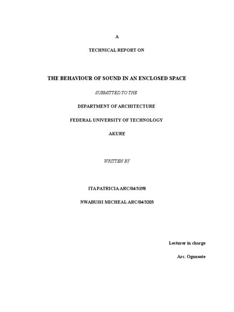 Behaviour Of Sound In An Enclosed Space Pdf Waves Sound