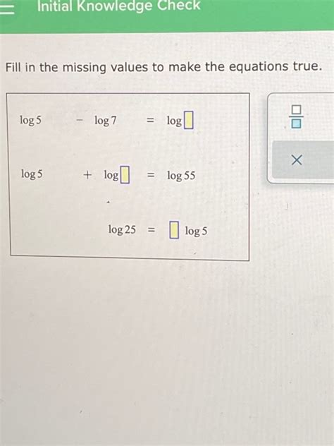 solved initial knowledge check fill in the missing values to