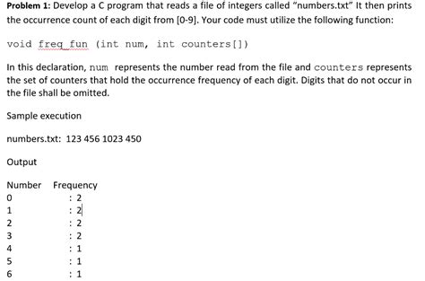 Solved Problem 1 Develop A C Program That Reads A File Of Chegg Com