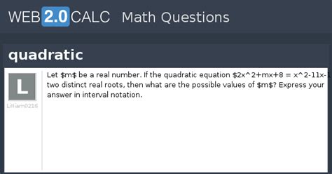 View Question Quadratic