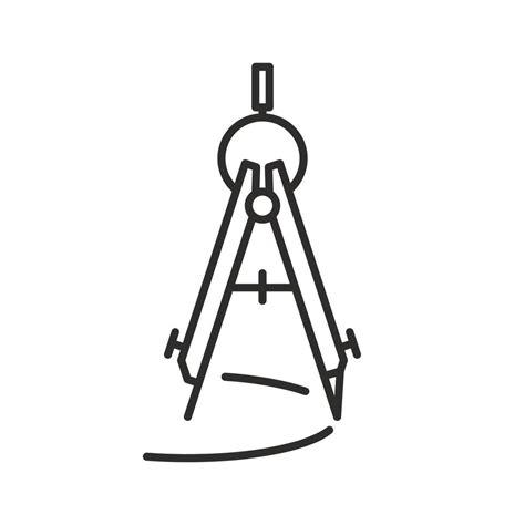 Compass Circle Icon Calibration Drawing Project Linear Illustration