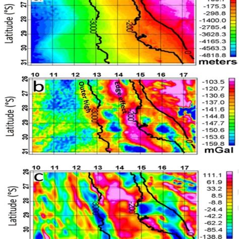 Geophysical Anomaly Maps Of Orange Basin A Bathymetry B Gravity C Download Scientific