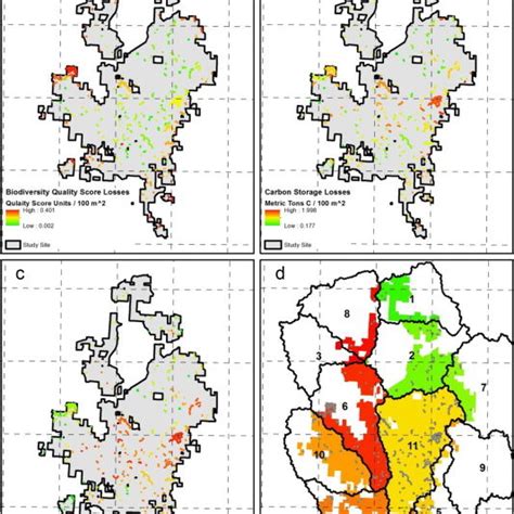 Spatial Distribution Of Impacts To Ecosystem Services Under Scenario 1 Download Scientific