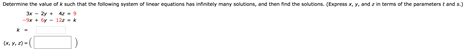Solved Determine The Value Of K Such That The Following Chegg