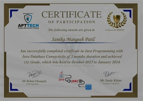 sanika patil on linkedin java jdbc programming database apttech