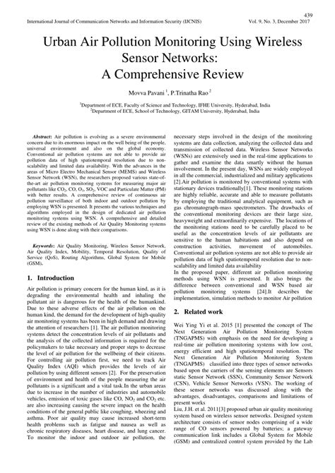 PDF Urban Air Pollution Monitoring Using Wireless Sensor Networks A Comprehensive Review