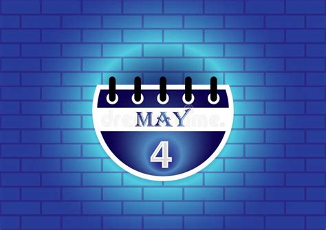 May 4th Calendar Page On A Blue Brick Wall A Simple Clean Design