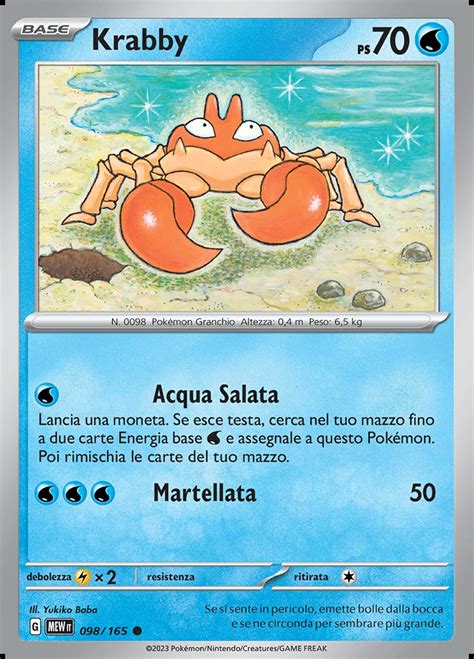 Krabby Mew 098 165 It Comune Standard E Reverse 151