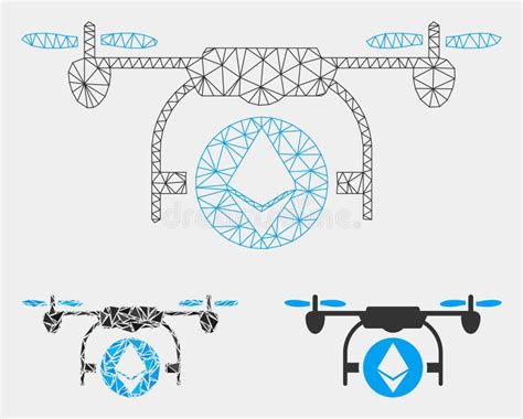 Ethereum Airdrone Vector Mesh Carcass Model And Triangle Mosaic Icon Stock Vector Illustration