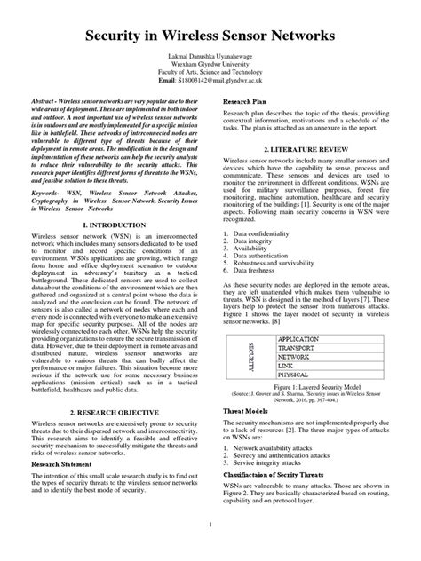 Security In Wireless Sensor Networks Pdf Cryptography Wireless Sensor Network