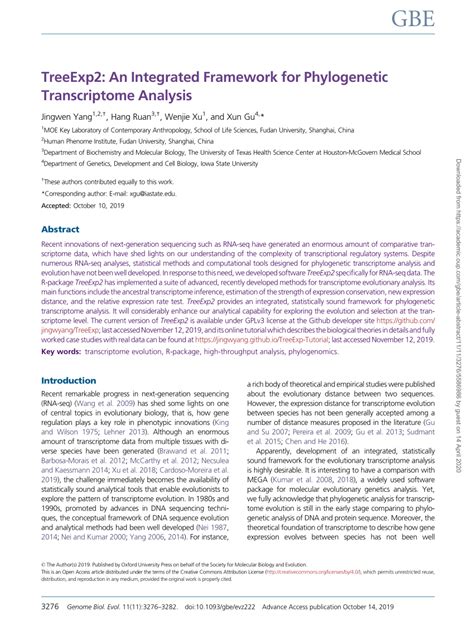 Pdf Treeexp2 An Integrated Framework For Phylogenetic Transcriptome Analysis
