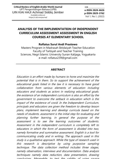 View Of Analysis Of The Implementation Of Independent Curriculum