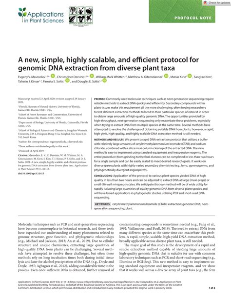 PDF A New Simple Highly Scalable And Efficient Protocol For Genomic DNA Extraction From