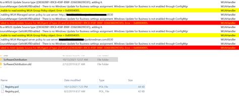 unable to read existing wua group policy object error 0x80004005