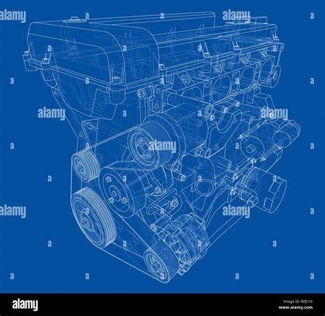 Engine Sketch Vector Rendering Of 3d Stock Vector Image And Art Alamy