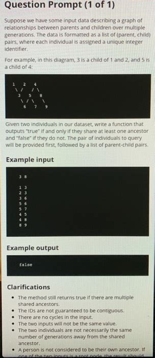 Solved Question Prompt 1 Of 1 Suppose We Have Some Input