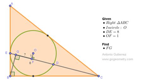 Geometry Problem 1556 Right Triangle Abc And Inscribed Circle