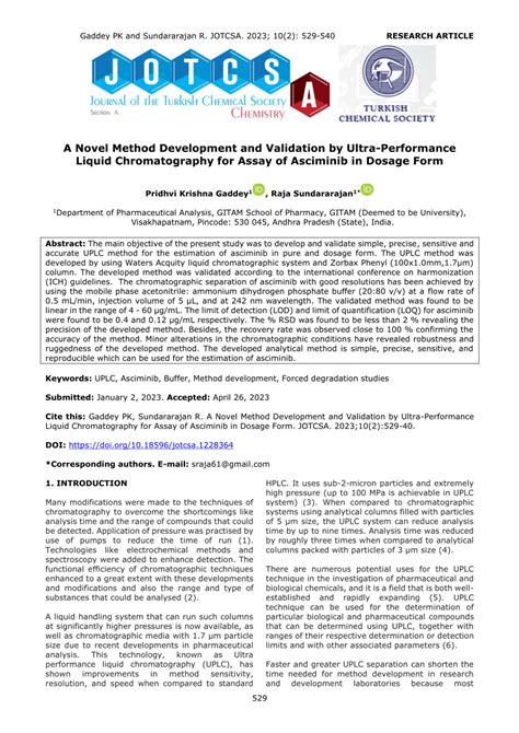 Pdf A Novel Method Development And Validation By Ultra Performance