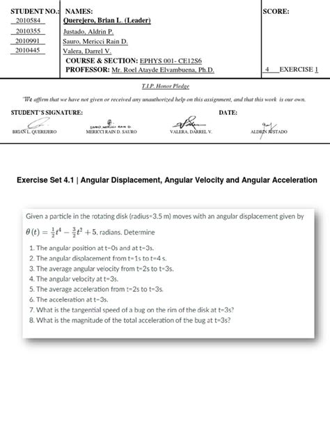 exercise set 4 1 angular displacement angular velocity and angular acceleration pdf