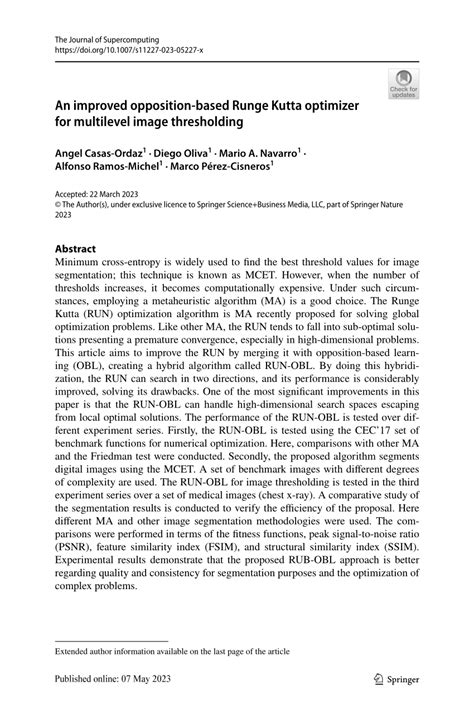 pdf an improved opposition based runge kutta optimizer for multilevel