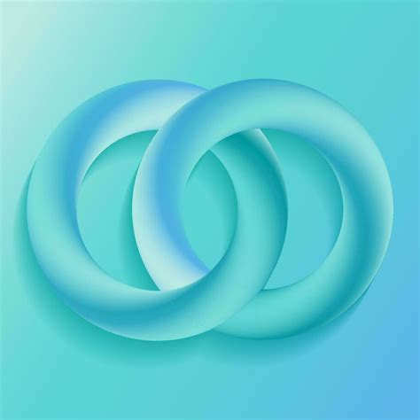 3d Abstract Gradient Wallpaper Background Two Linked Rings Blue Circles Banner Poster