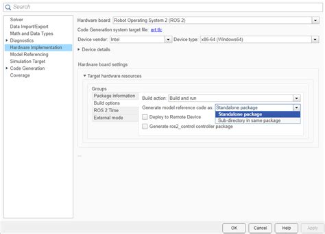 Generate Ros Or Ros Packages For Model Reference Hierarchy In Simulink Matlab Simulink