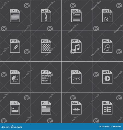 file type icons format and extension of documents set of pdf doc