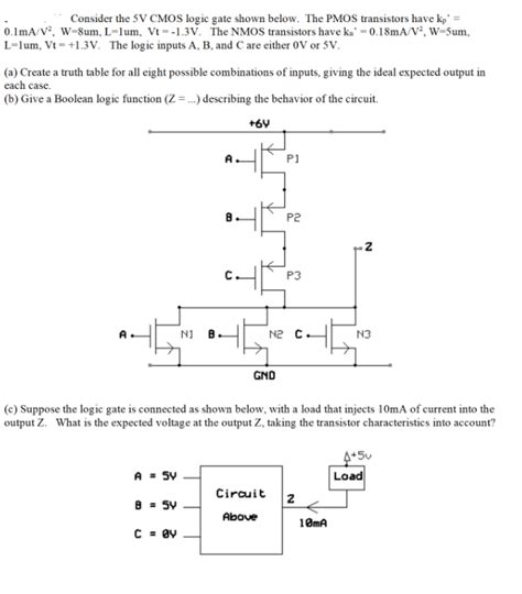 Solved Consider The 5v Cmos Logic Gate Shown Below The Pmos