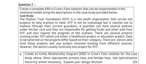 Solved Question Create A Complete ERD In Crow S Foot Chegg