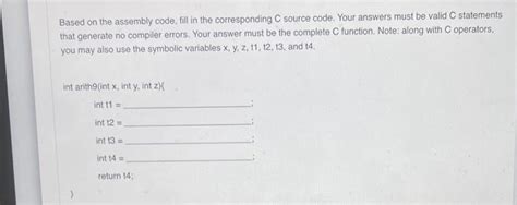Solved Part F C Code Given Assembly 16 Points Consider