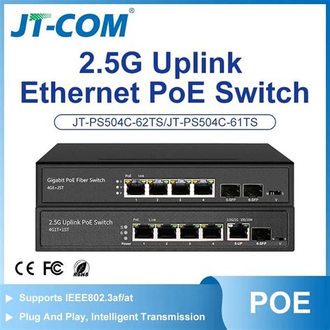 JT COM Gigabit Poe Switch Port And G SFP Slot Uplink Ethernet Fiber PoE Switch For IP