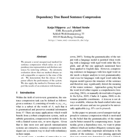Dependency Tree Based Sentence Compression Acl Anthology