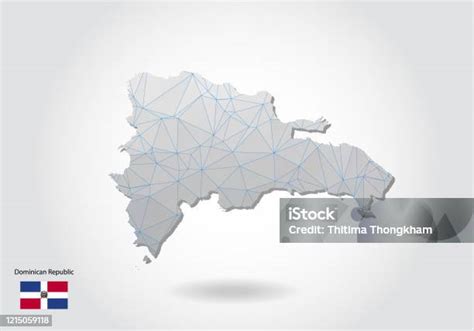 어두운 배경에 다각형 스타일의 트렌디 한 삼각형 디자인 현대 3d 종이 컷 아트 스타일의지도 모양과 도미니카 공화국의 벡터지도 레이어드 페이퍼크래프트 컷아웃 디자인 0명에